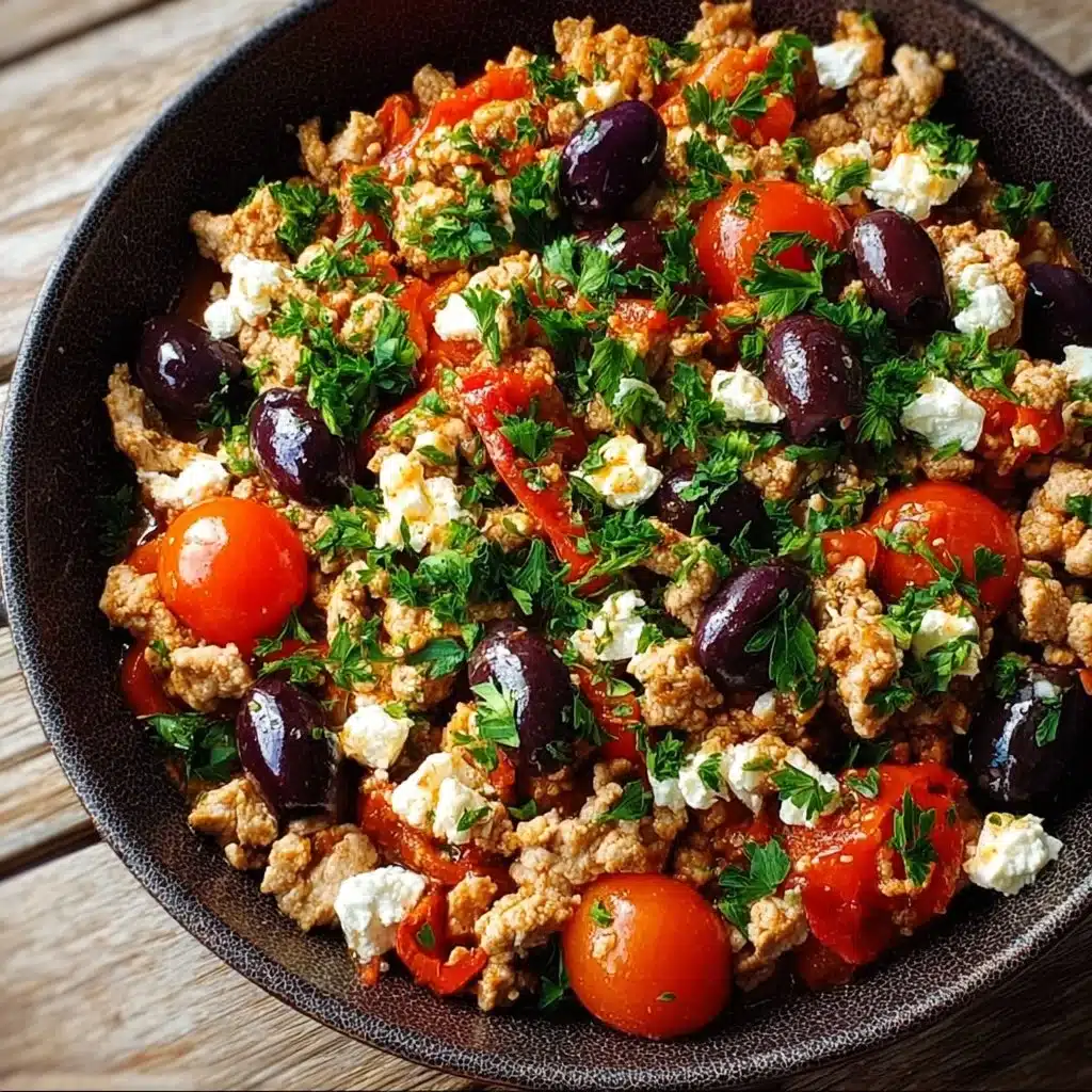 Mediterranean Keto Ground Chicken Skillet with Olives and Feta